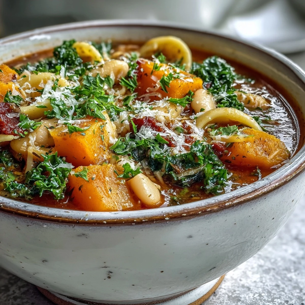 Cozy Italian Winter Minestrone Hearty Vegetables Beans Pasta